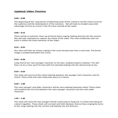 Updated video timeline | DOCX | Video Software | Computer Software and ...