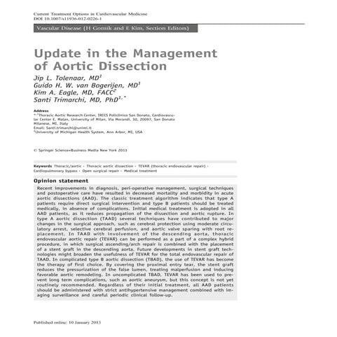 Update in the management of aortic dissection | PDF