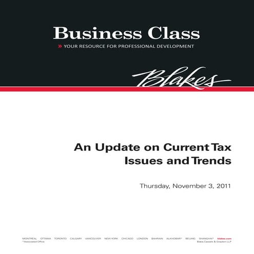 Update on Current Tax Issues and Trends, November 3, 2011 | PDF
