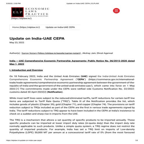 Update on India UAE CEPA - ELPLAW.pdf