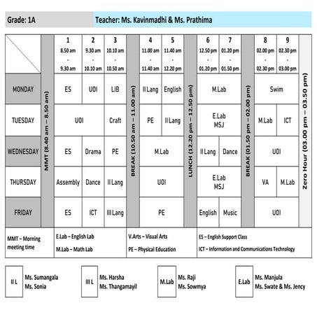 Bharti Krishna Vidya Vihar - Time table | PDF