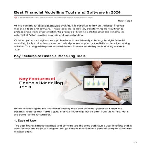 Best Financial Modelling Tools and Software in 2024 | PDF