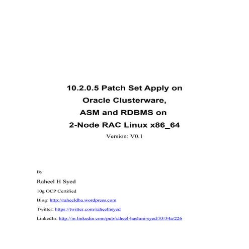 Upgrade 10204 To 10205 On 2 Noderaclinuxx8664detail Stepsv01 Pdf 