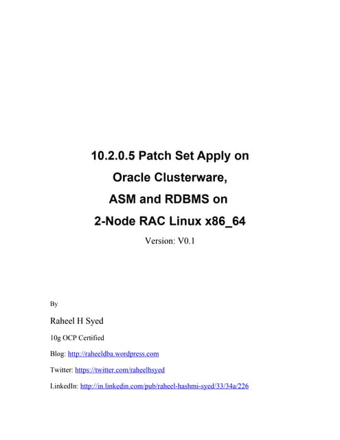 Upgrade 10204 To 10205 On 2 Noderaclinuxx8664detail Stepsv01 Pdf
