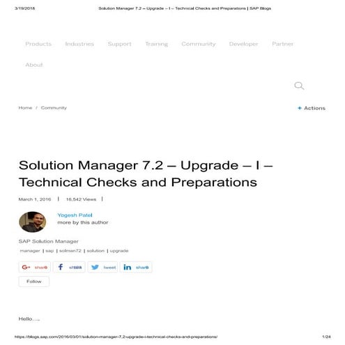 Upgrade 7.2 solman | PDF