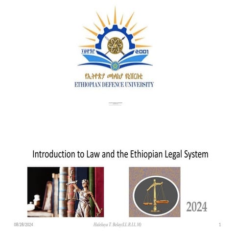 Upgraded by Haleluya T. Belay Introduction to Law 2024.pptx | Legal Services Industry | Industries