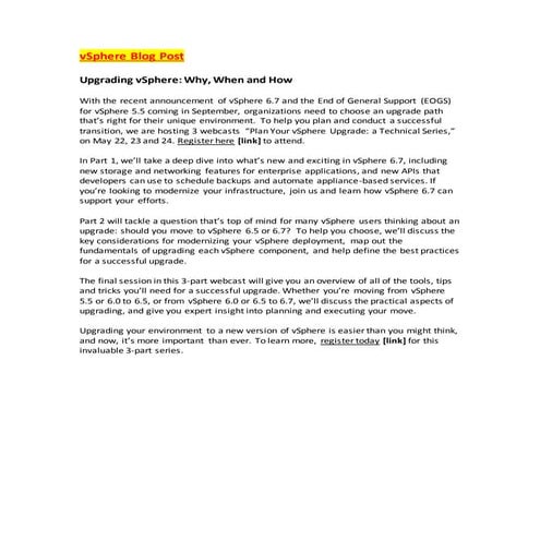 Upgrading vSphere blog post | PDF