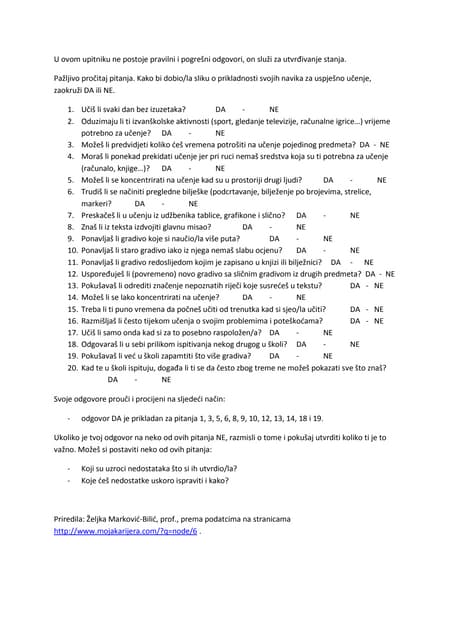 Upitnik za učenike | DOC