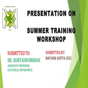 SUMMER TRAINING WORKSHOP | PPT