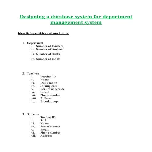 DBMS for Department management system. | PDF
