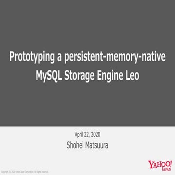 Prototyping A Persistent Memory Native Mysql Storage Engine Leo Mysql Database Transaction