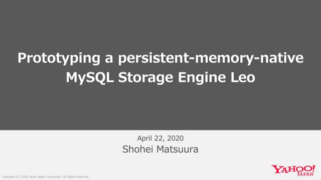 Prototyping A Persistent Memory Native Mysql Storage Engine Leo Mysql Database Transaction