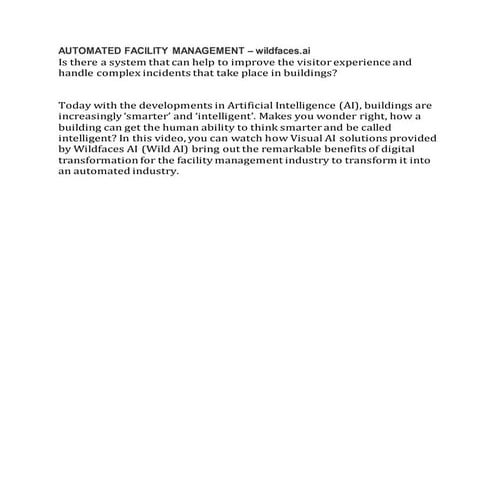 AUTOMATED FACILITY MANAGEMENT – wildfaces.ai