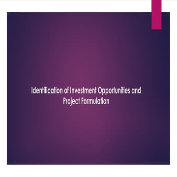Identification of Investment Opportunities and Project Formulation | PPTX