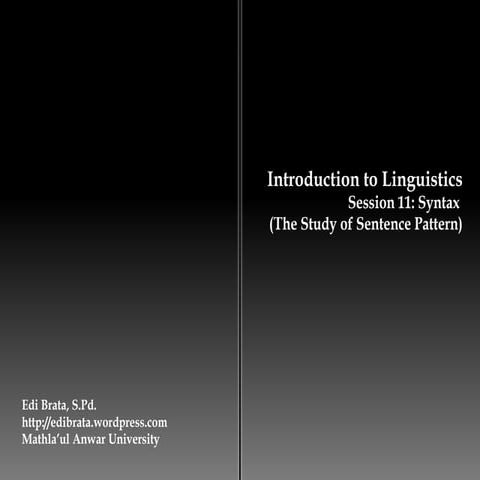 Intro. to Linguistics_11 Syntax | PPSX