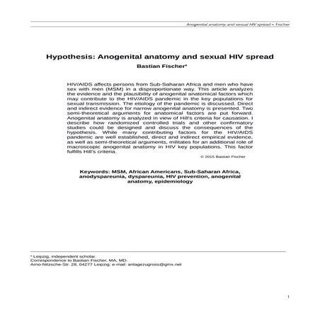 Anogenital anatomy and sexual HIV spread | PDF