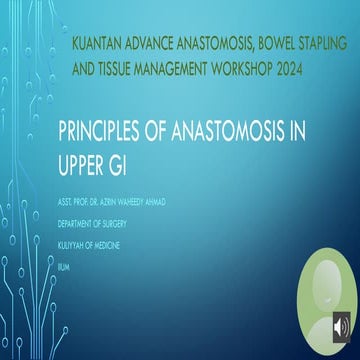 upper GI anastomosis principles - master of surgery | PPTX