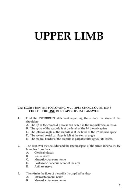 Upper Limb Anatomy Questions And Answers Buy Human Anatomy: Regional