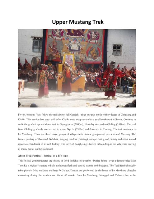 Upper Mustang Trek | Upper Mustang Trekking Package | PDF