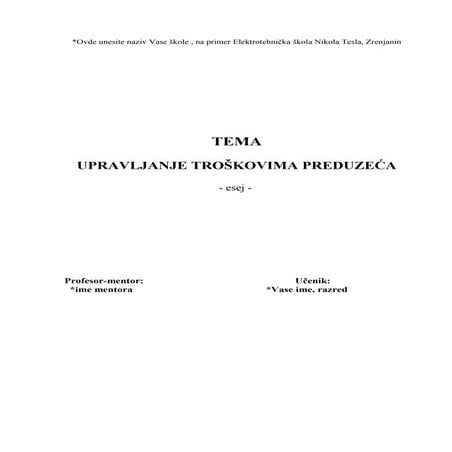 Upravljanje troskovima preduzeca | DOC