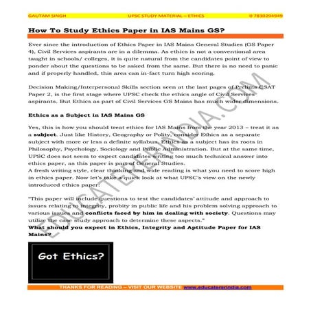 Upsc ethics | PDF