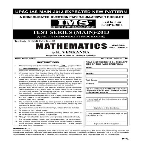 Upsc IAS Main-2013, Expected New Pattern | PDF