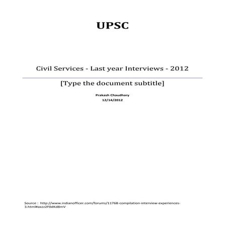 Upsc interview compilation | PDF