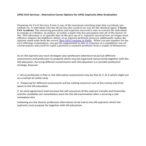 UPSC Civil Services - Alternative Career Options for UPSC Aspirants ...