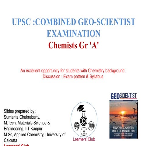 Job : Upsc geoscientist chemist | PPTX