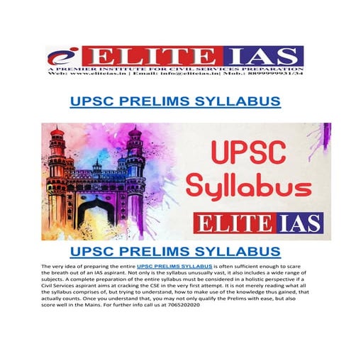 UPSC PRELIMS SYLLABUS | PDF