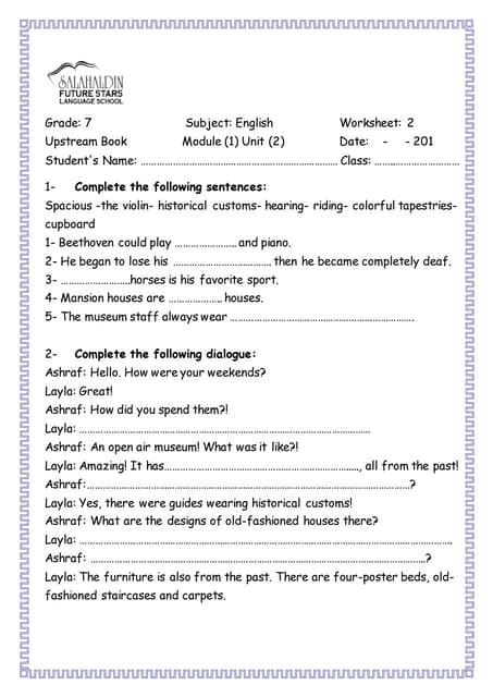 Upstream A2 Unit (4) Worksheet | PDF
