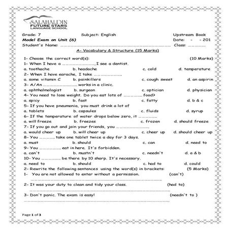 Upstream A2 Unit 6 Worksheet | DOCX