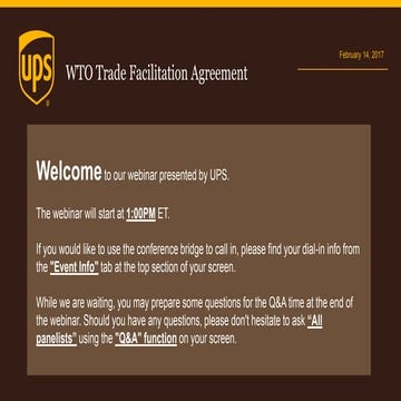 UPS WTO Trade Facilitation Agreement Webinar Powerpoint | PDF