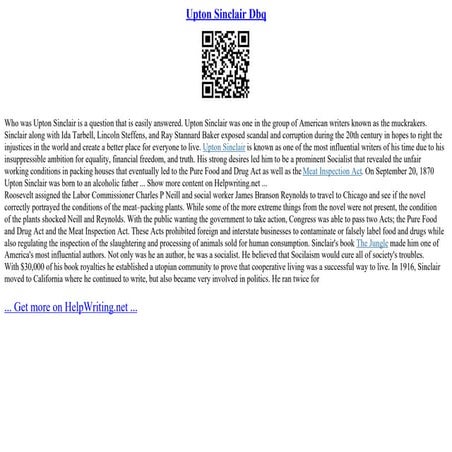 Upton Sinclair Dbq | PPT