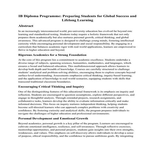 IB Diploma Programme: Preparing Students for Global Success and ...