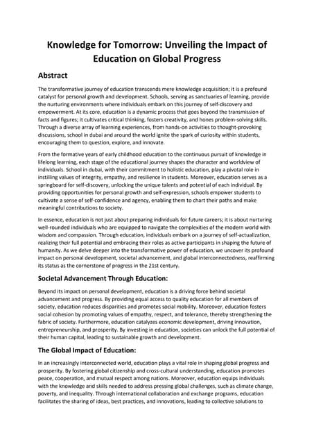 Unlocking Potential: The Transformative Power of Education | PDF