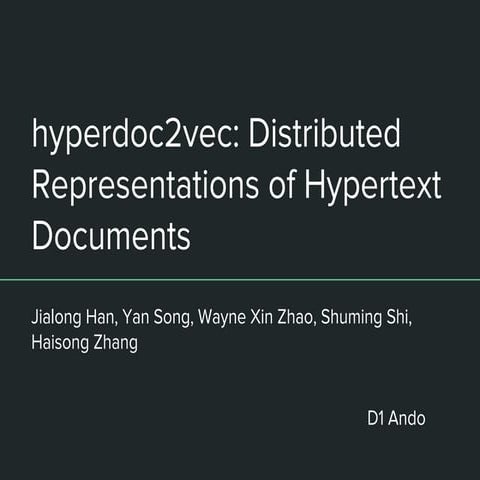 Hyperdoc2vec Distributed Representations Of Hypertext Documents Ppt
