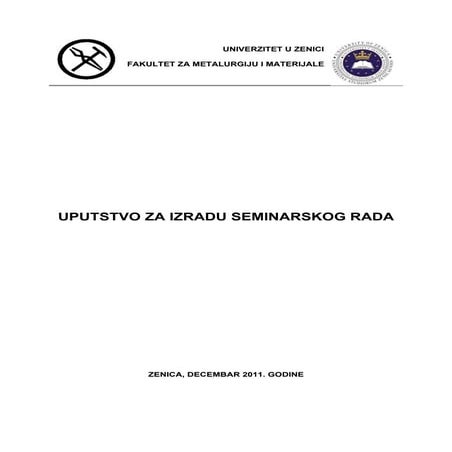 Upustvo Za Izradu Seminarskog Rada - Univerzitet u Zenici - Metalurško ...