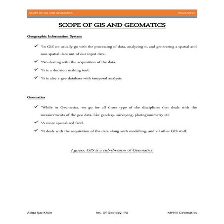 Scope of GIS and GEOMATICS | PDF