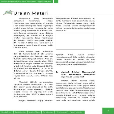 Infeksi Nosokomial atau Healthcare Associated Infections (HAIs) | PDF