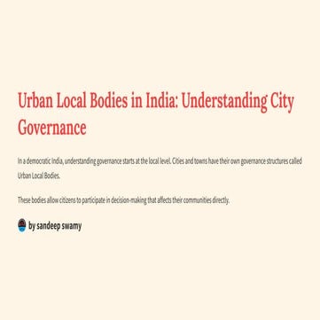 Grassroots democracy-LOCAL GOVERNMENT IN URBAN AREAS /Urban-local ...