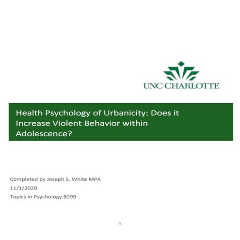 Health Psychology of Urbanicity: Does it Increase Violent Behavior ...