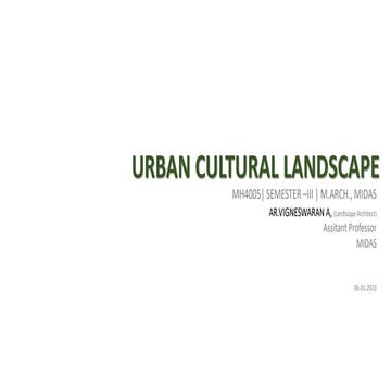 URBAN CULTURAL LANDSCAPE UNIT 1.pdf ARCHITECTURE | PDF