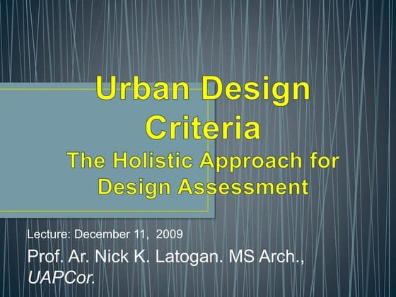 Urban planning concept,principles and elementes | PDF