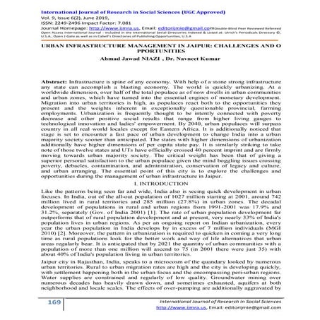 Urban infrastructure management in jaipur challenges and oppurtonity by ...