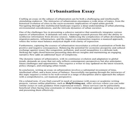 Urbanisation Essay | PDF | Science