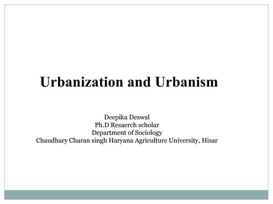 Urbanisation | PPTX