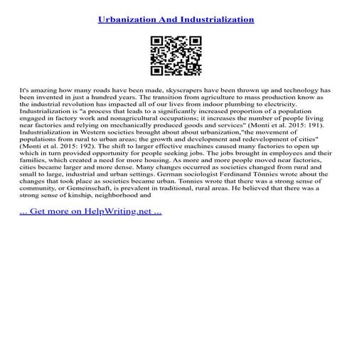 Urbanization And Industrialization | PDF