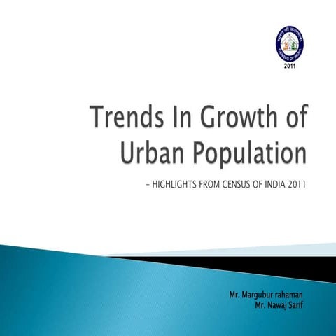 Trends of Urbanization in india (IIPS,Mumbai) | PPTX | Land and Farms ...