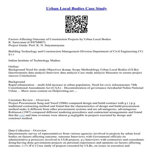 Urban Local Bodies Case Study | PDF